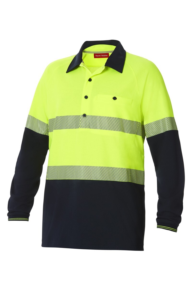Hard Yakka Koolgear Hi Visibility Two Tone Long Sleeve Ventilated Polo